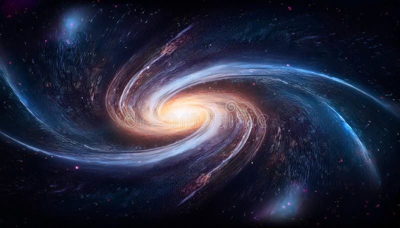 Spiraling Galaxy Image with a Bright Core and Star-studded Arms Stock ...