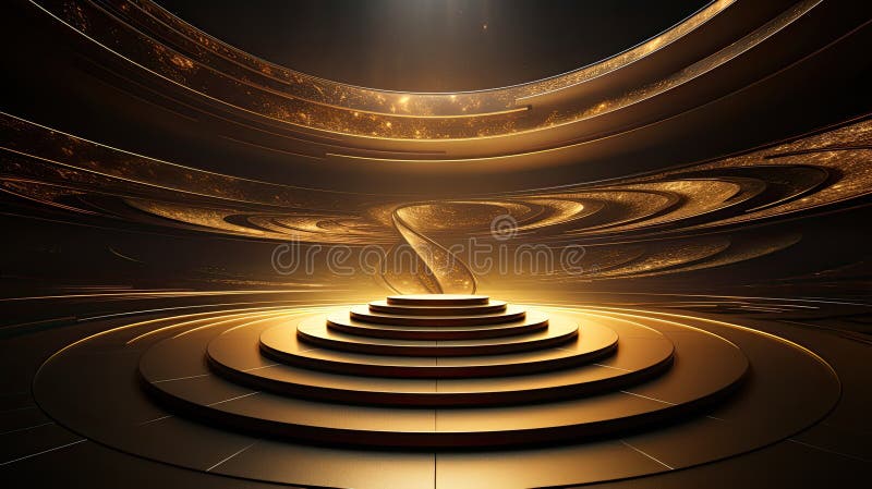 Spiraling Golden Podium - AI Generated Stock Illustration ...