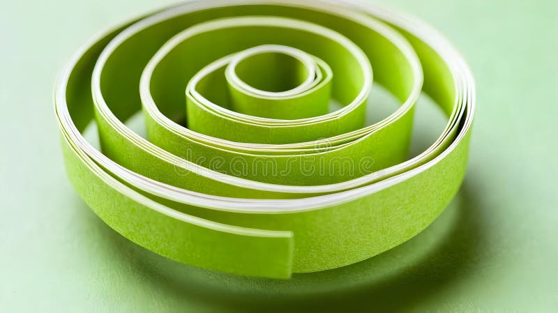 Spiraling Green Paper Strips Forming a Concentric Abstract Desig Stock ...