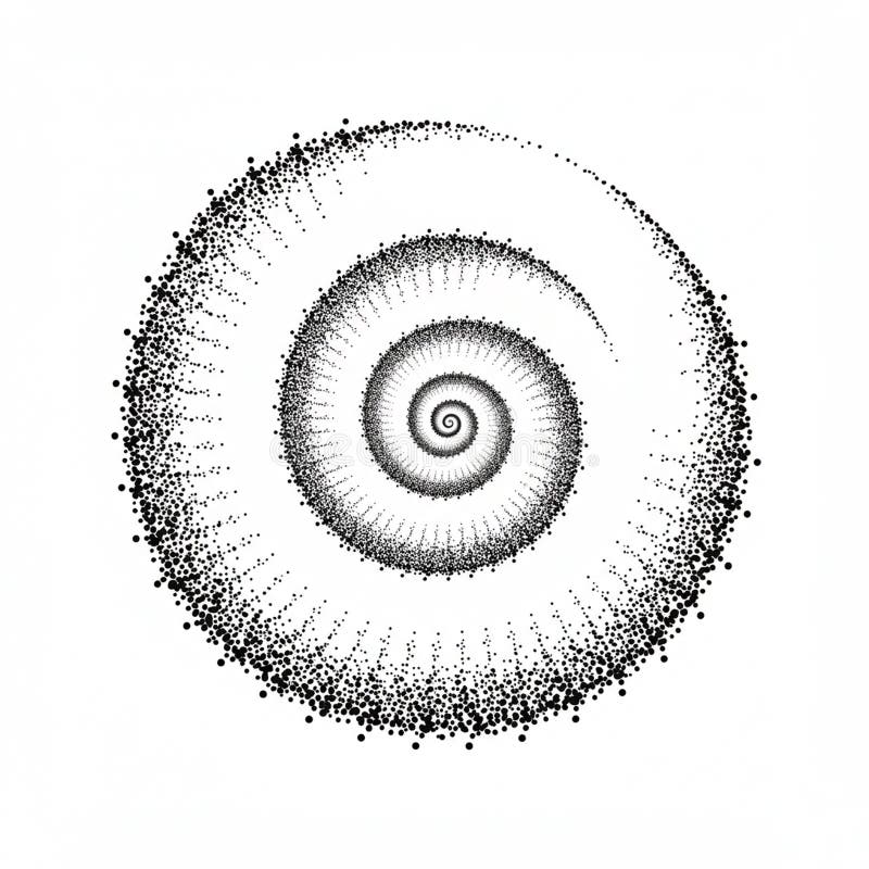 A Spiraling Pattern Composed of Numerous Black Dots on a White ...