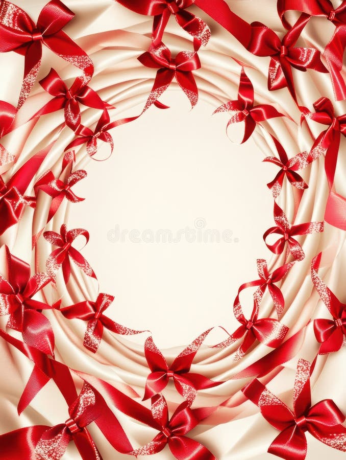 Spiraling Red Ribbons and Bows Create an Elegant Background Design for ...