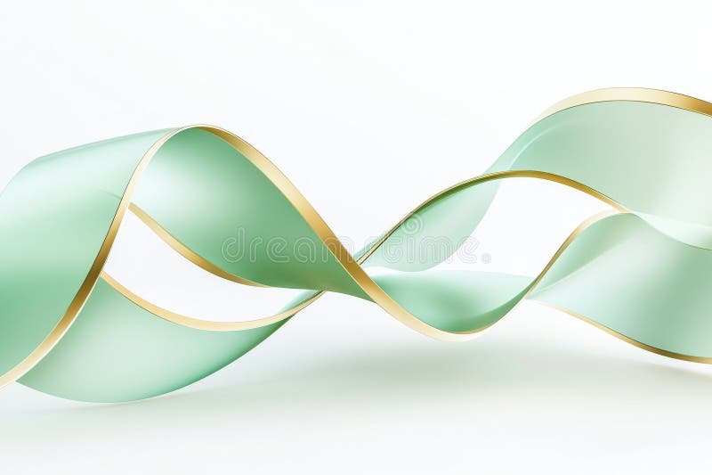 Spiraling Ribbon of Light Green and Gold Interwoven in a Continuous ...