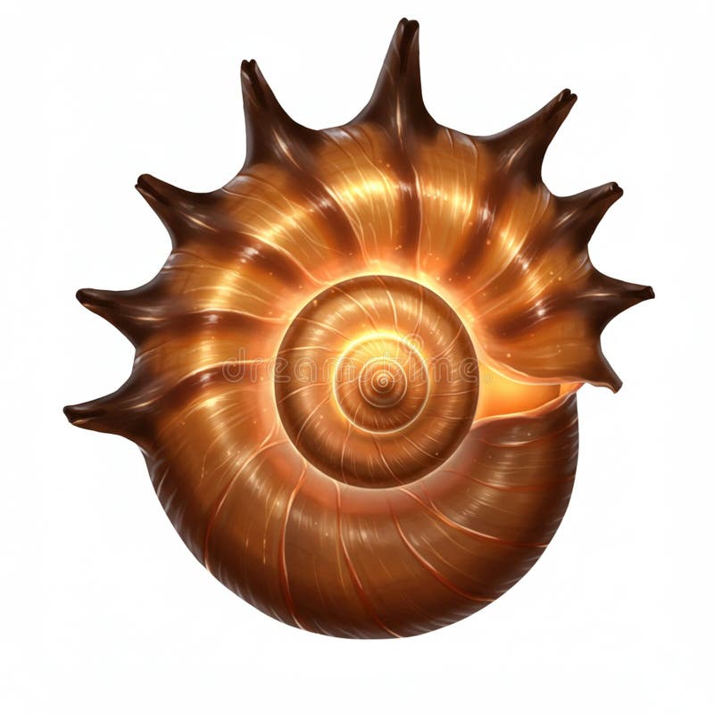 Spiraling Shell Design with a Smooth, Glossy Texture, Featuring Rich ...