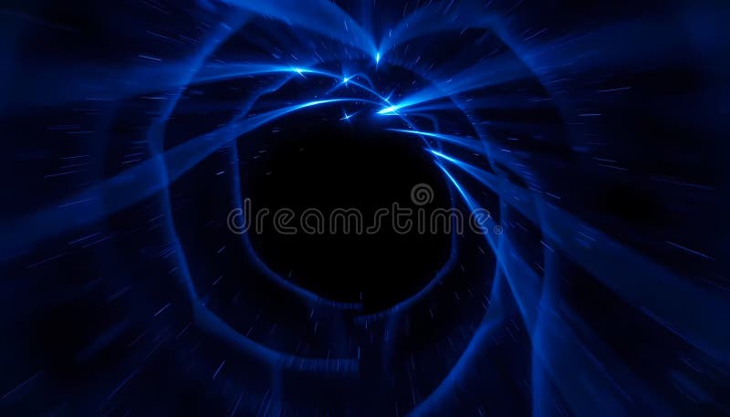 Spiraling Vortex of Bright Blue Light Beams Black Background Stock ...