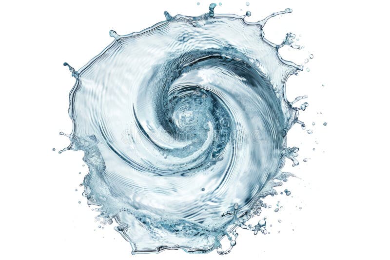 Spiraling Water Splash, Dynamic and Mesmerizing, Isolated on White ...