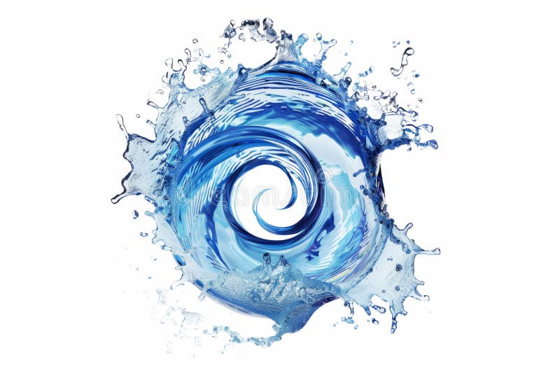 Spiraling Water Splash, Dynamic and Mesmerizing, Isolated on White ...