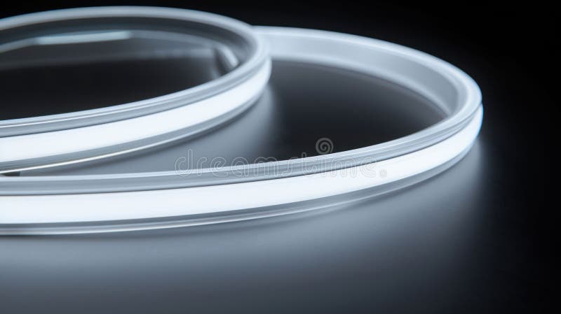 Spiraling White Neon Light Strip in Dark Setting. Generative Ai Stock ...