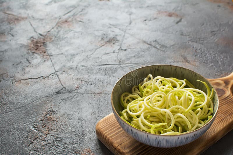 Spiralized Courgette on the Grey Table Stock Photo - Image of concrete ...
