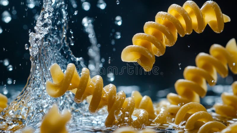 Spirals Pasta are Captured Levitating Water Showcasing Their Distinct ...