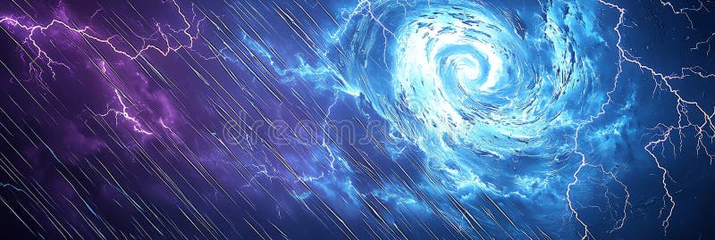Spirals Surrounded by Lightning Bolts and Streaks. Stock Photo - Image ...