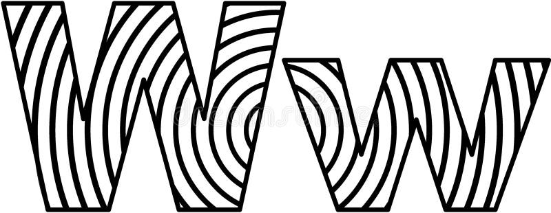 Font Letter W Uppercase Italic Typographic Spiral Effect Stock Vector ...