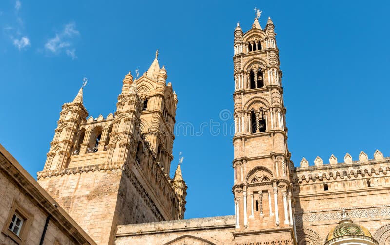 Spires of Palermo Cathedral Churches, Sicily, Italy Stock Image - Image ...