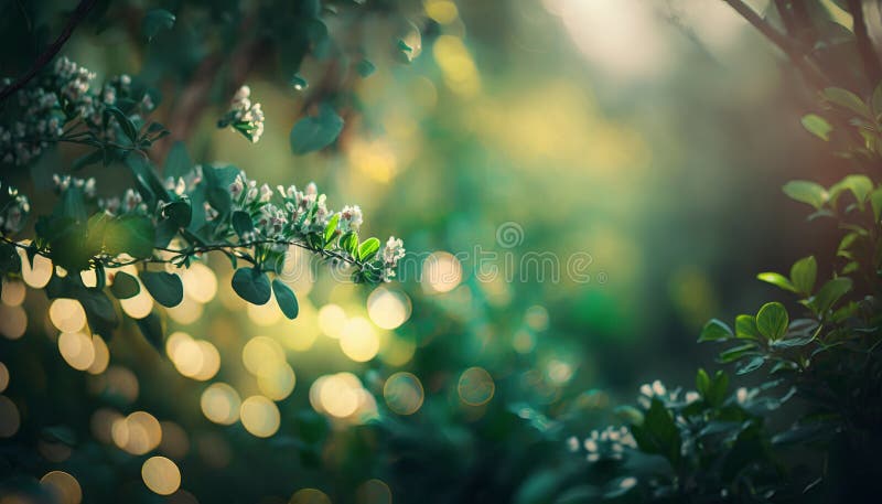 Spiring Green Garden with Flowers Background. Stock Illustration ...