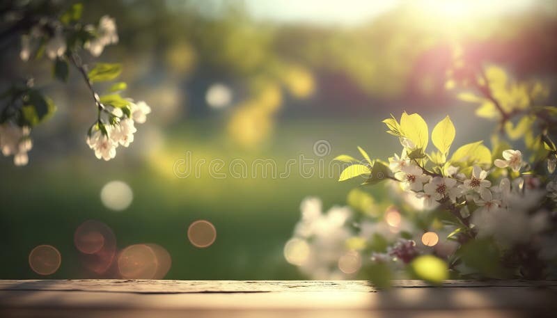 Spiring Green Garden with Flowers Background. Stock Illustration ...