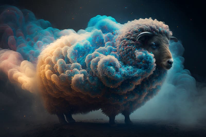 Spirit animal - Sheep stock illustration. Illustration of cloud - 277017692