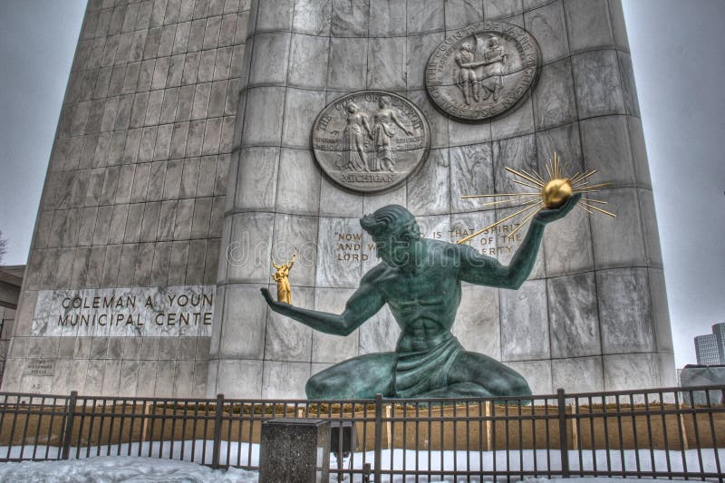The Spirit of Detroit Monument Stock Photo - Image of city, corinthians ...