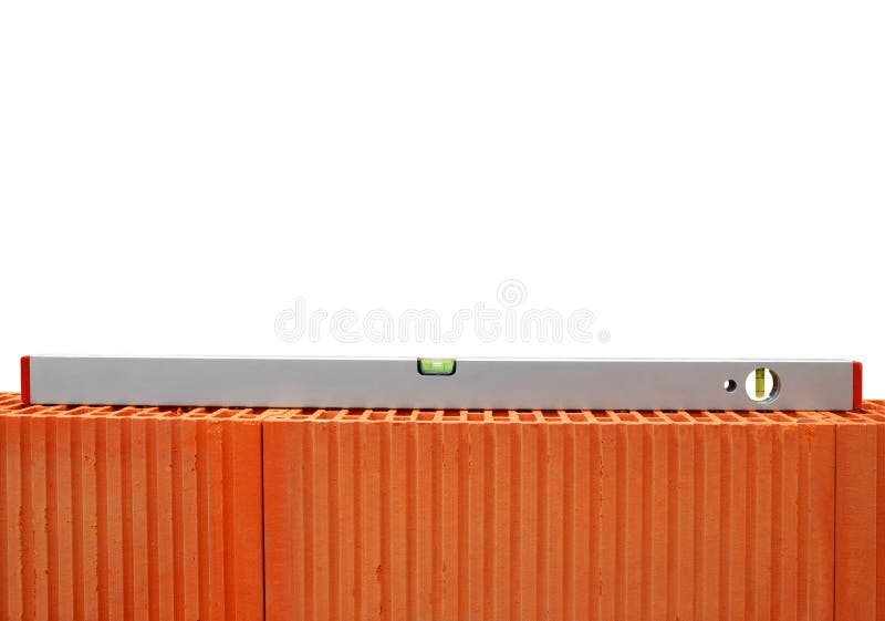 Spirit Level on Brick Wall. Stock Image - Image of work, wall: 75805109