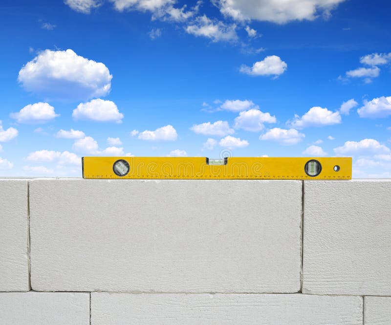 Spirit Level on Brick Wall. Stock Image - Image of bricks, builders ...