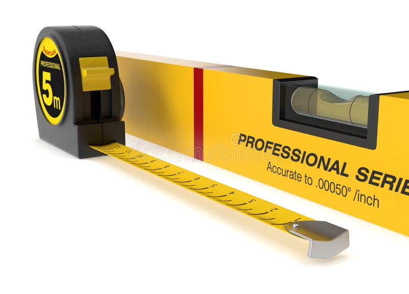 Spirit Level and Tape Measure Stock Illustration - Illustration of ...