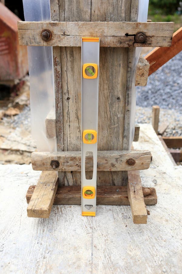 Spirit Level Using or Home Construction Stock Photo - Image of helmet ...