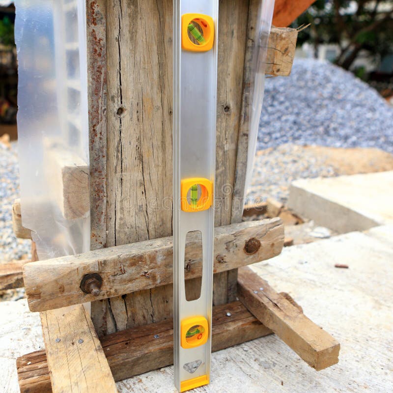 Spirit Level Using or Home Construction Stock Photo - Image of balance ...
