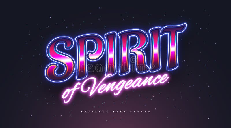 Spirit Text in Colorful Retro Style and Glowing Neon Effect Stock ...