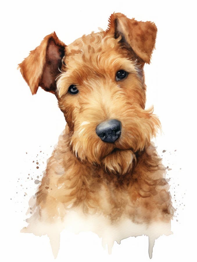 Spirited Welsh Terrier Sitting in Watercolor on White Background AI ...