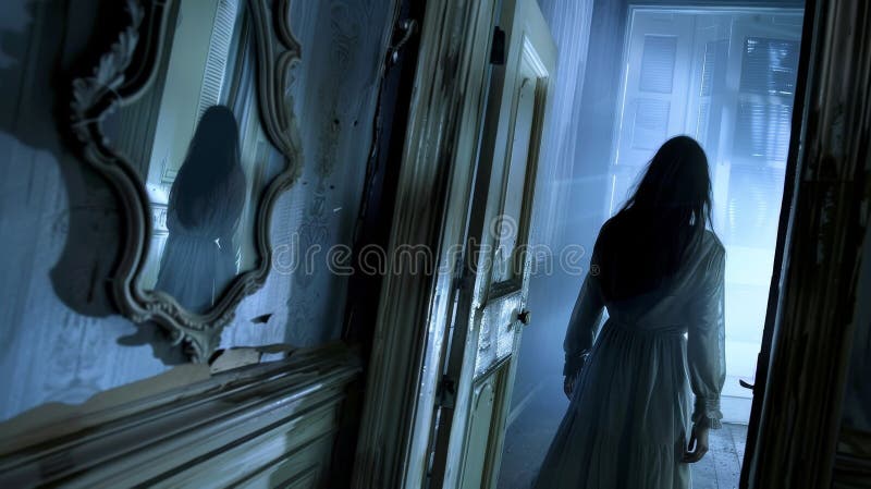 Spirits and Ghosts in an Old House, with the Reflection of a Ghost in a ...
