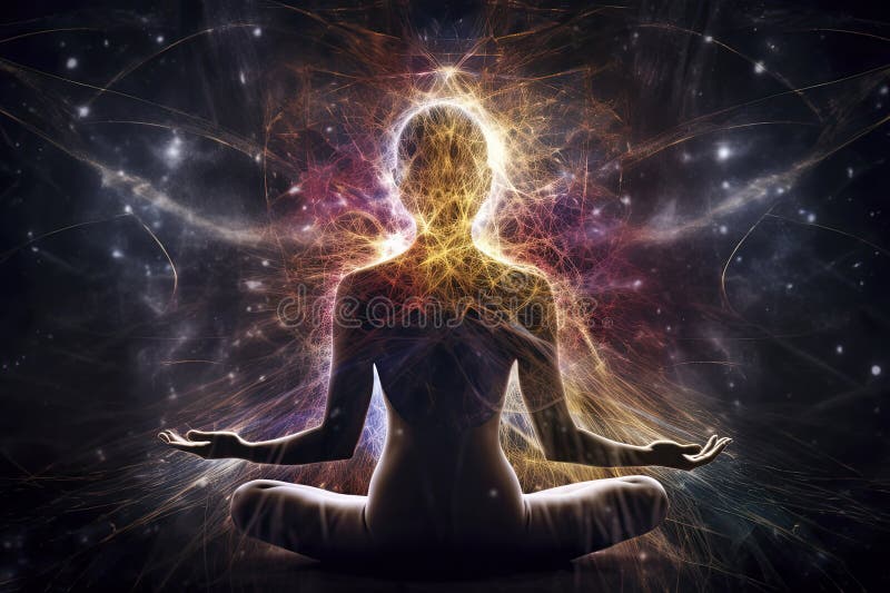 Spiritual Being Connecting To the Divine Stock Photo - Image of black ...