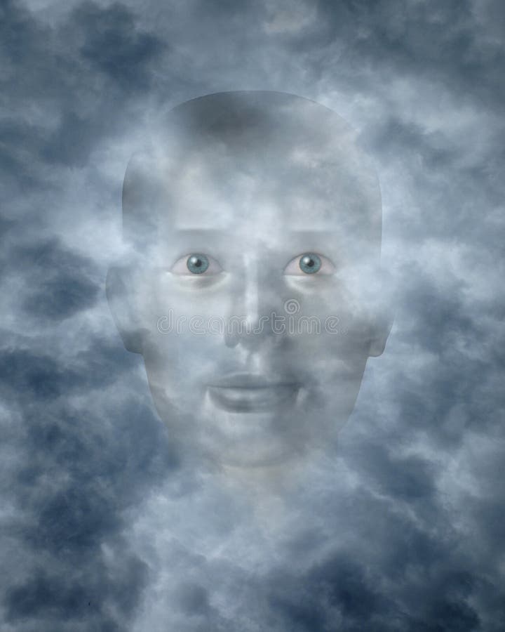 Spiritual Faces Peering through Clouds Stock Image - Image of eternal ...