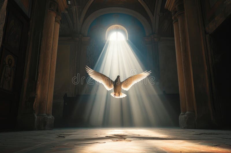 Spiritual Wings: Dove in Divine Light. Stock Illustration ...