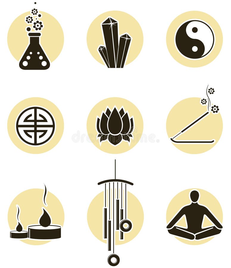 Spirituality icon set stock vector. Illustration of candle - 5064438