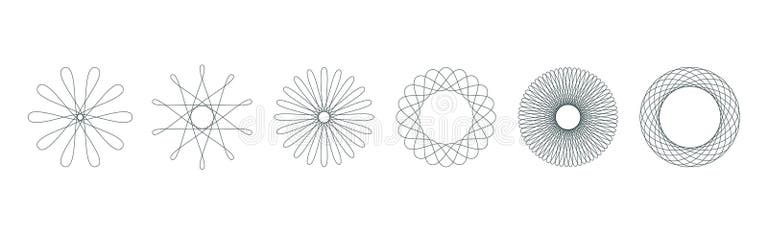 Spirograph Graphic Shape. Different Geometric Circular Patterns Stock ...