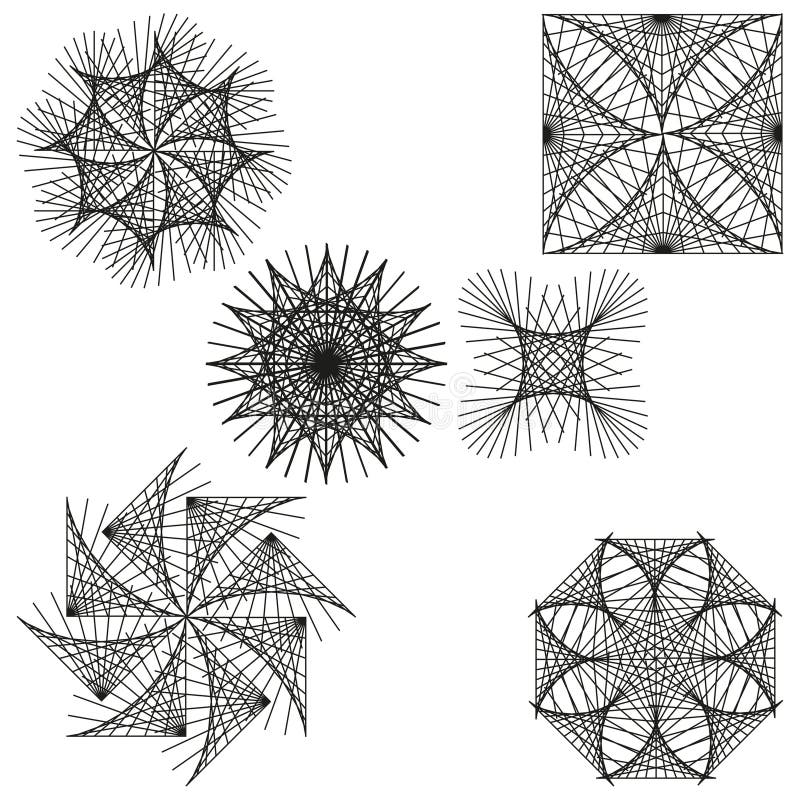 Spirograph Shapes Set. Radial Abstract Elements. Geometric Pattern Pack ...