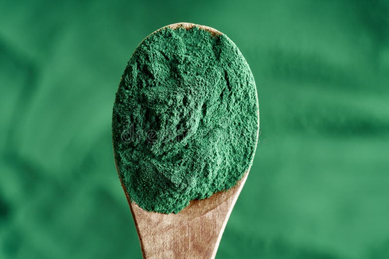 Spirulina Powder on a Spoon, Top View Stock Photo - Image of fresh ...