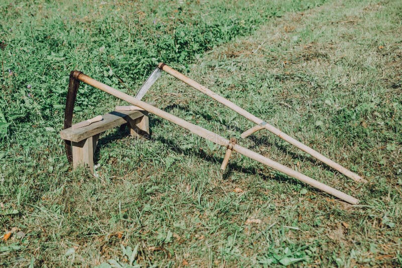 Spit for Mowing by Hand Lie on the Grass. Stock Photo - Image of ...