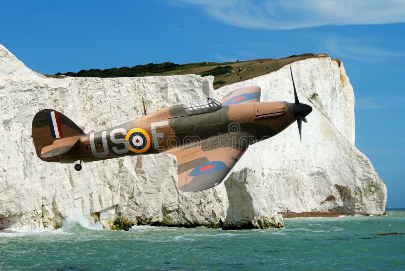 Spitfire Over the White Cliffs of Dover Stock Photo - Image of england ...