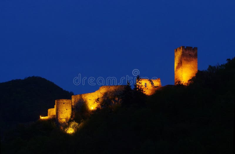 Spitz Castle Ruin Hinterhaus Night Stock Image - Image of spitz, lower ...