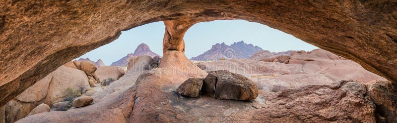 Spitzkoppe Mountains through the Rock Arch, Namibia Stock Image - Image ...