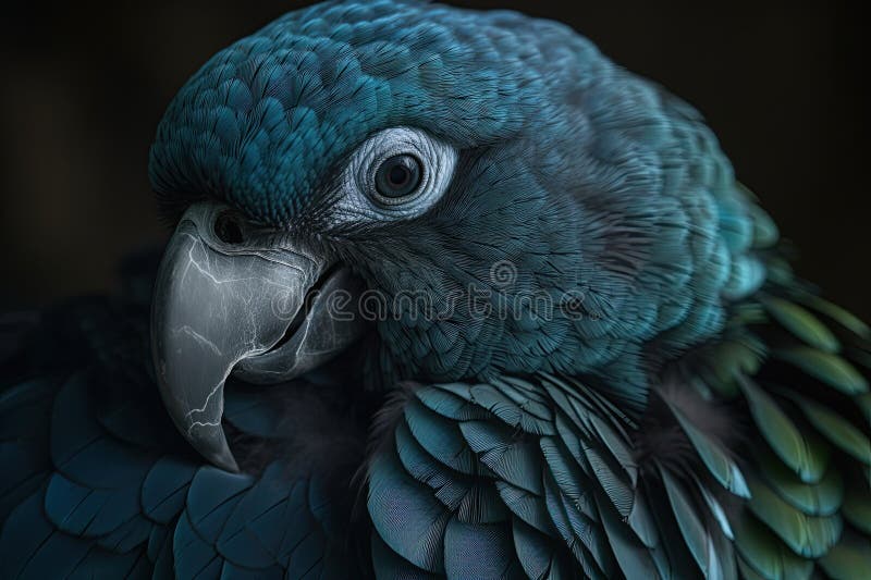 Spix S Macaw in Black Background with Blue Feathers Stock Illustration ...