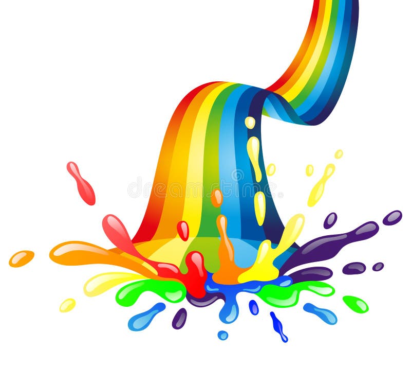 Sun, Rainbow and Splash of Water Stock Vector - Illustration of paint ...