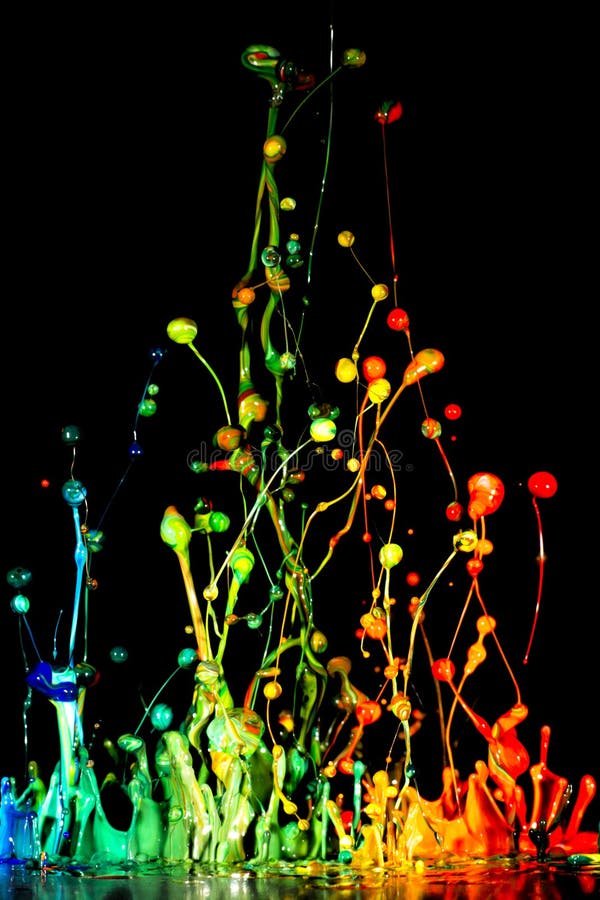 Splash of Acrylic Paint, Abstract Background Mixing Colors on Black ...