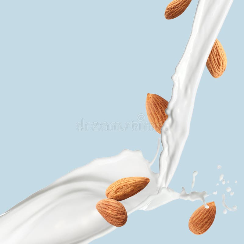 Splash of Almond Milk on Light Blue Background Stock Photo - Image of ...