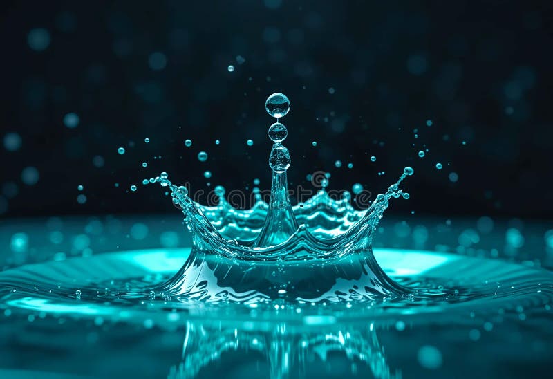 Splash Art with Single Droplet Creating Ripple Stock Illustration ...