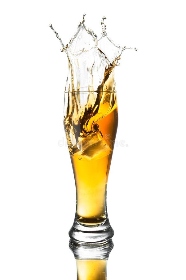 Splash of Beer Isolated on White Background Close-up. Stock Photo ...