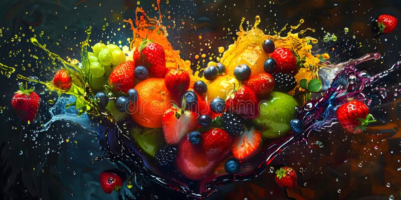 A Splash of Berries and Fruits Stock Image - Image of healthy, sweet ...