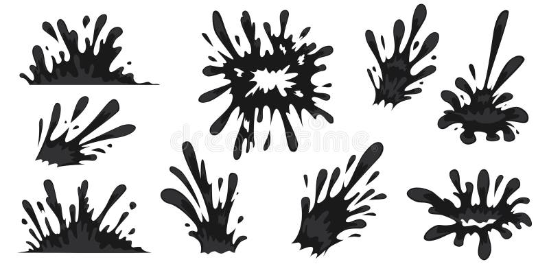 Splash of Black Drops. Oil Drops Set. Vector Illustration. Stock Vector ...