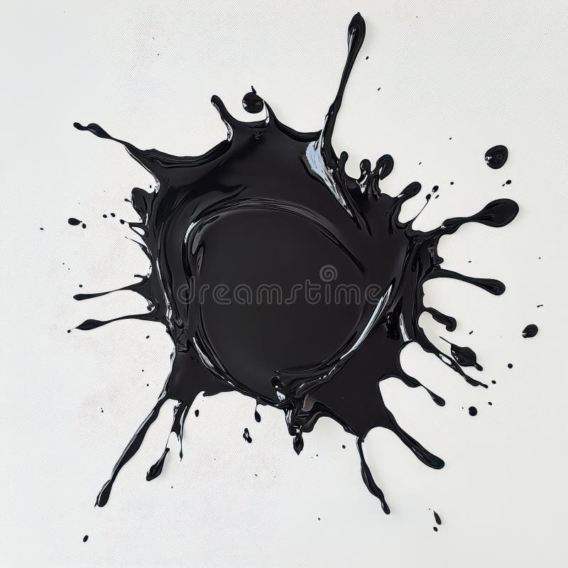 A Splash of Black Paint on a White Background, Creating a Dynamic ...