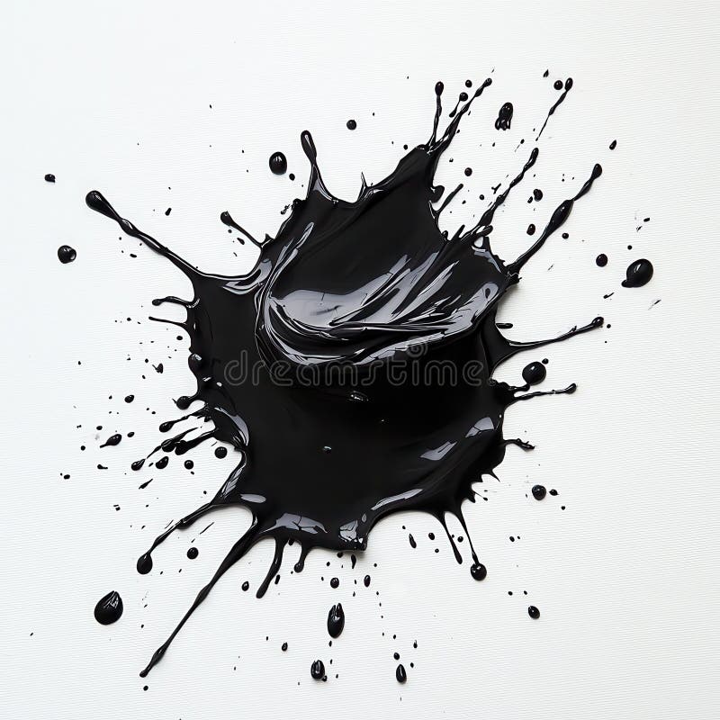 A Splash of Black Paint on a White Surface, Creating a Dynamic Visual ...