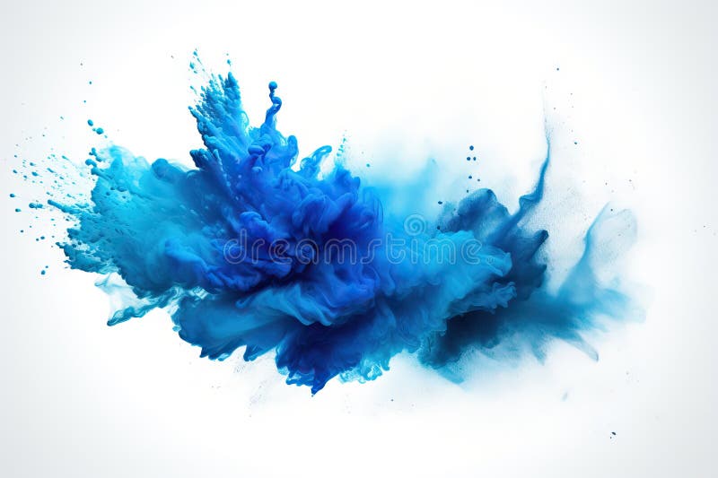 Splash of Blue Colored Powder. Blue Particles Splatter on White ...